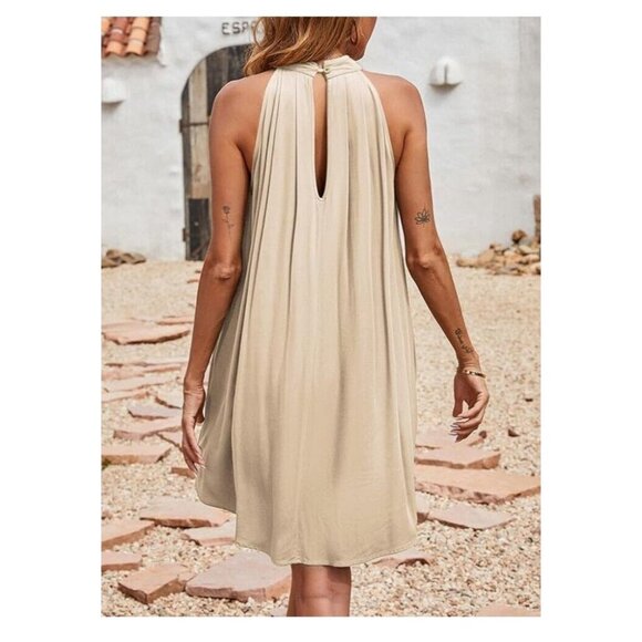 kirundo | Dresses | Kirundo Womens Xl Apricot Summer Halter Neck ...
